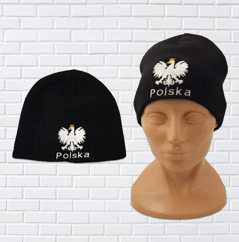 Polish Knit Cap, Polska (Poland) and Eagle, Black | Polish Pride of MI
