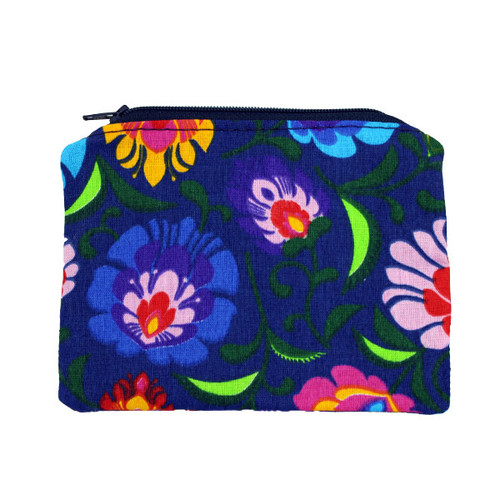Polish Purse, Coin/Credit Card, Blue Lowicz Folk Art Pattern | Polish ...