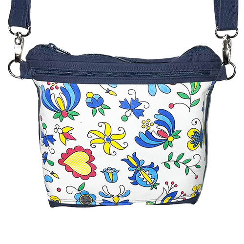 Polish Purse, Blue Canvas w/ White Kashubian Folk Pattern | Polish ...