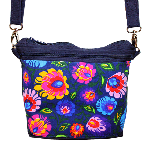 Polish Purse, Blue Lowicz Folk Art w/ Blue Canvas | Polish Pride of MI