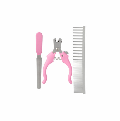 MINISO Pet Series 2.0 Beauty Set (Nail clipper, File, Comb) Pink | GOPI