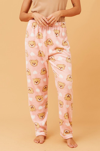PINK LOVE TEDDY FLUFFY PJ PANTS | Boutique Deeva