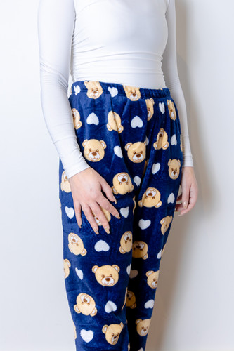 FLUFFY PJ PANTS ONLY NAVY LOVE TEDDY | Boutique Deeva