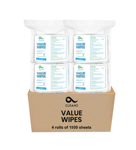 Case of Cleanz Value Wipes - 4 Rolls | Wipes