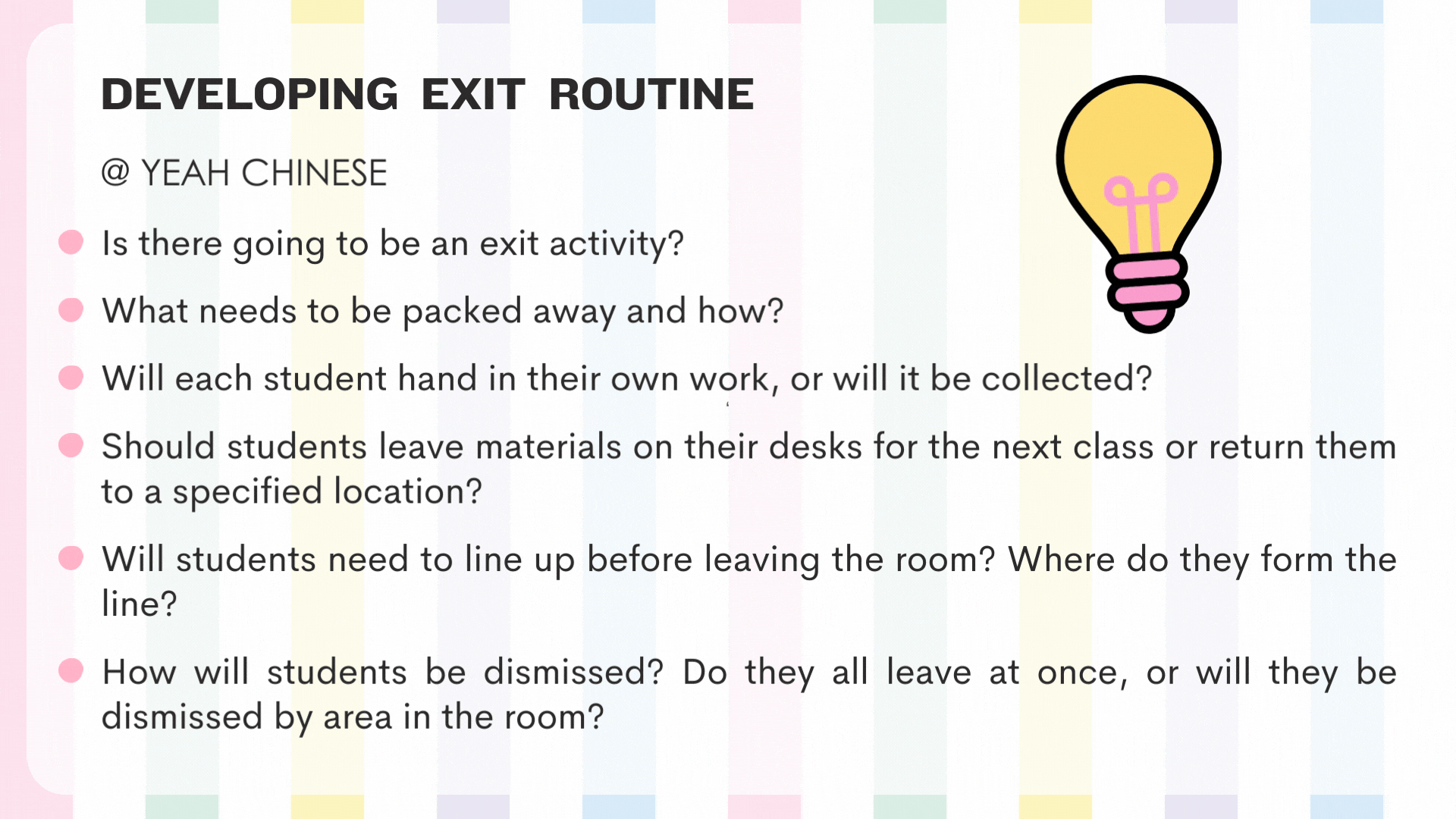 Language Teaching Strategies - Establishing Entry & Exit Routines
