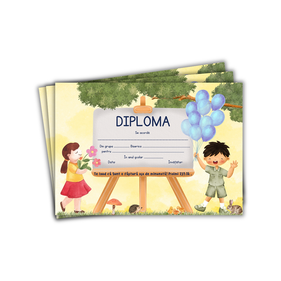 Diploma creştină tabla şi doi copii, personalizabilă, editabilă | Edita ...