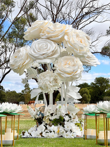“Bridal Bliss Blossoms” Ceremony installation | Giant Flowers Au