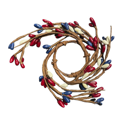 1.5" Red White Blue Pip Berry Candle Ring Wreath | Small Town Dusk