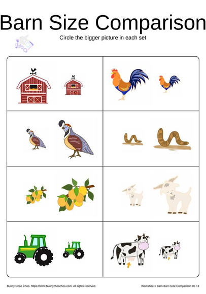 Barn-Barn Size Comparison-05 | | Worksheet | Printable | Bunny Choo Choo