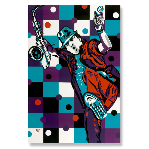 Original Abstract Art Painting For Sale | SAXMAN SPY | Anita Nevar