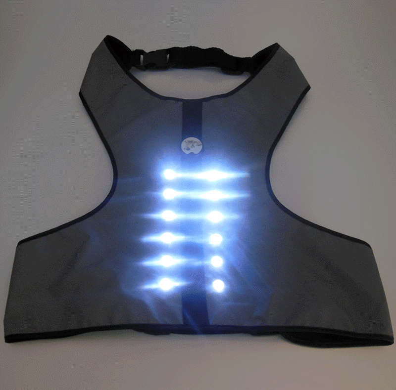 LED Dog vest - USB rechargeable with flannelette underside | Piomotto Pets