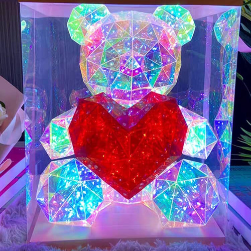 Magic Colour LED Bear (Red Heart) | THEFLOWERETSG
