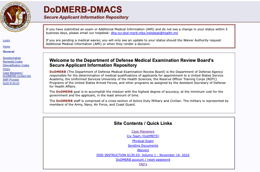 DoDMERB Basics for the U.S. Service Academies