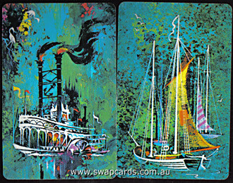 Steamboat & Sailing Ship | Transport Swap Cards PAIR | 001 Swap Cards
