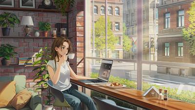 My Favourite Café (Digital Art) | The Jazz Hop Café