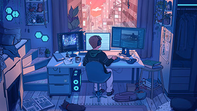 Working Late (Digital Art) | The Jazz Hop Café