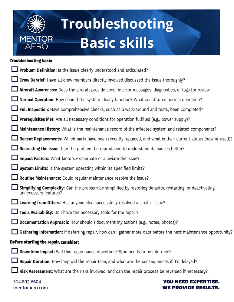 AIRCRAFT TROUBLESHOOTING CHEAT SHEET