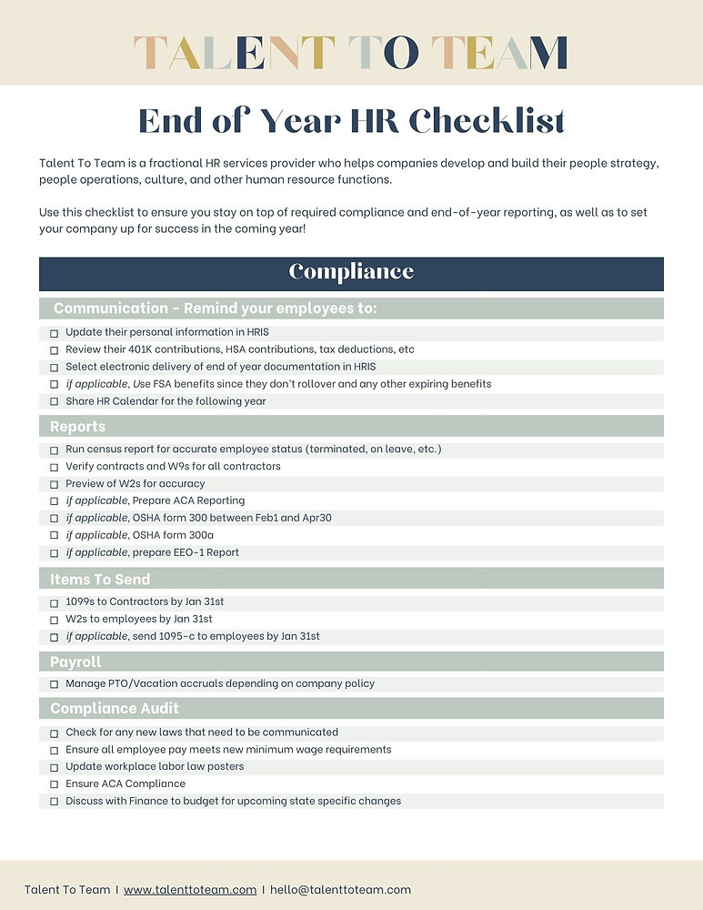 The Best and Easiest HR End of Year Checklist to Use