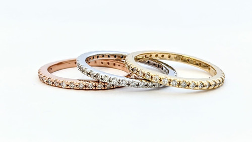 Tri Color Diamond Eternity Band Set 14k | ESSKAY GEMS