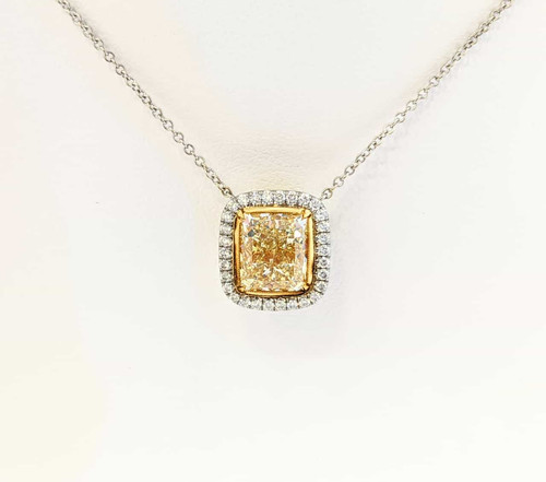 Handmade Yellow Diamond Halo Necklace | ESSKAY GEMS