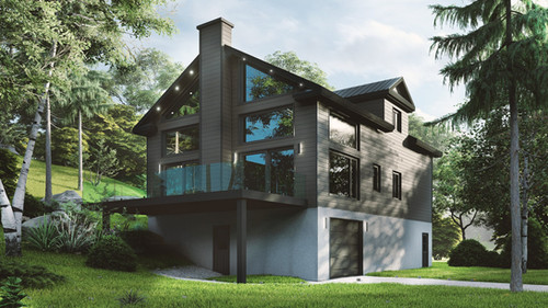 Scandinavian house plan with basement garage | Plan Maison Québec