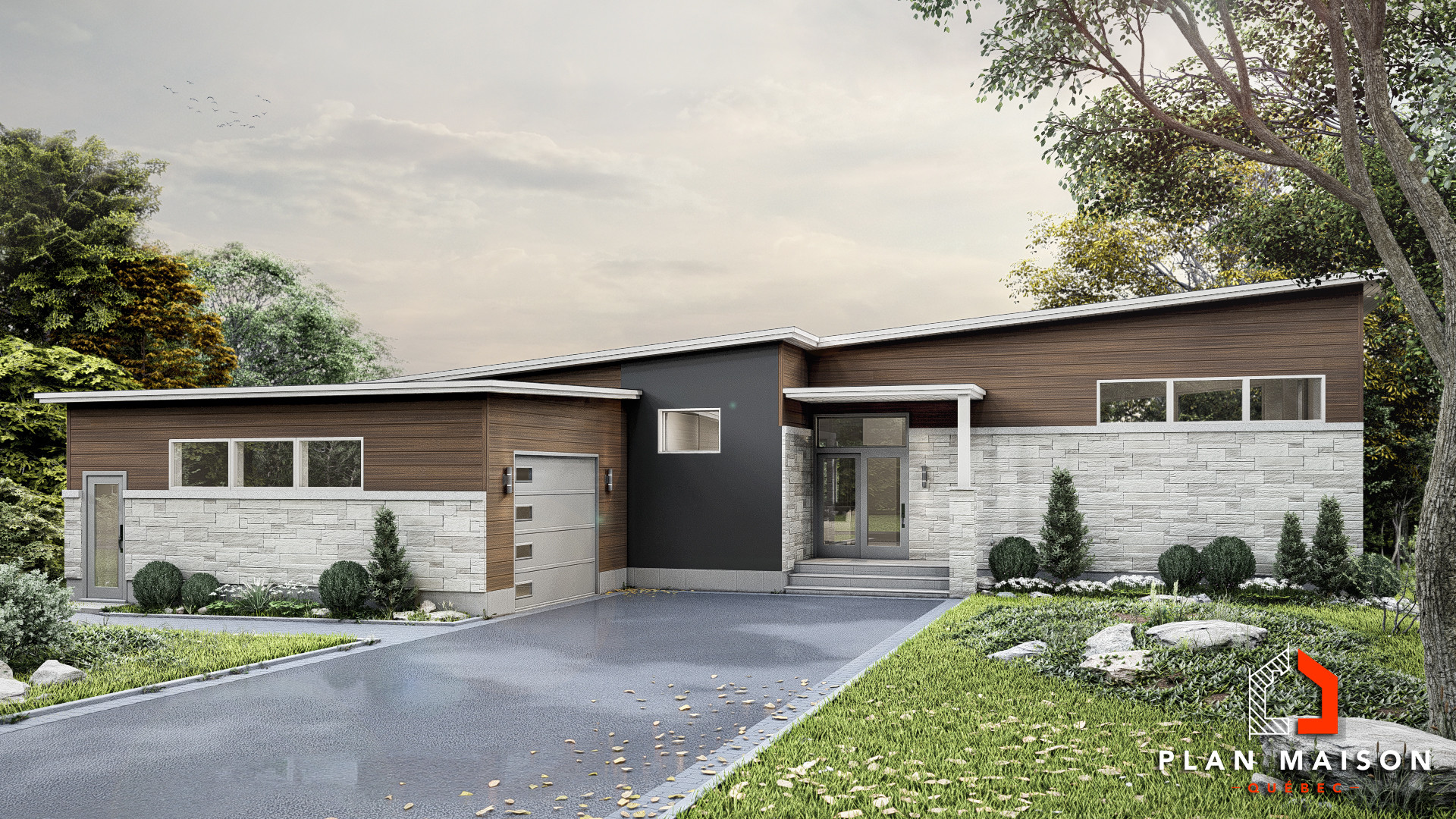 Modern flat roof house plan | Plan Maison Québec