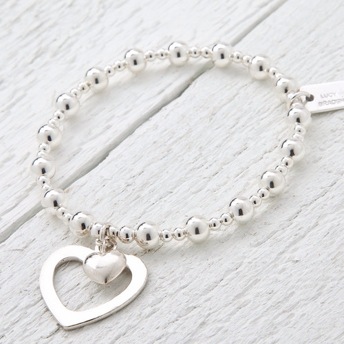 Sophia Silver Heart Bracelet | Lucy Bradshaw Jewellery