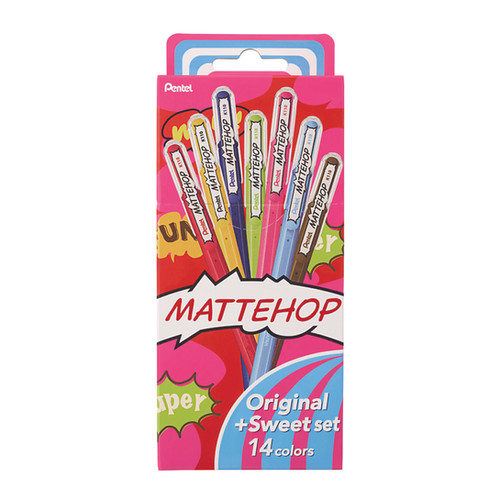 Mattehop Gel Pen 1.0mm 14 Assorted Colour Wallet (K110-V14STX) | Pentel ...