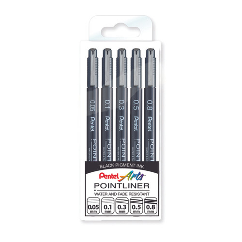 Pointliner Pen Wallet x 5 Assorted Sizes (S20P-5) | Pentel Australia