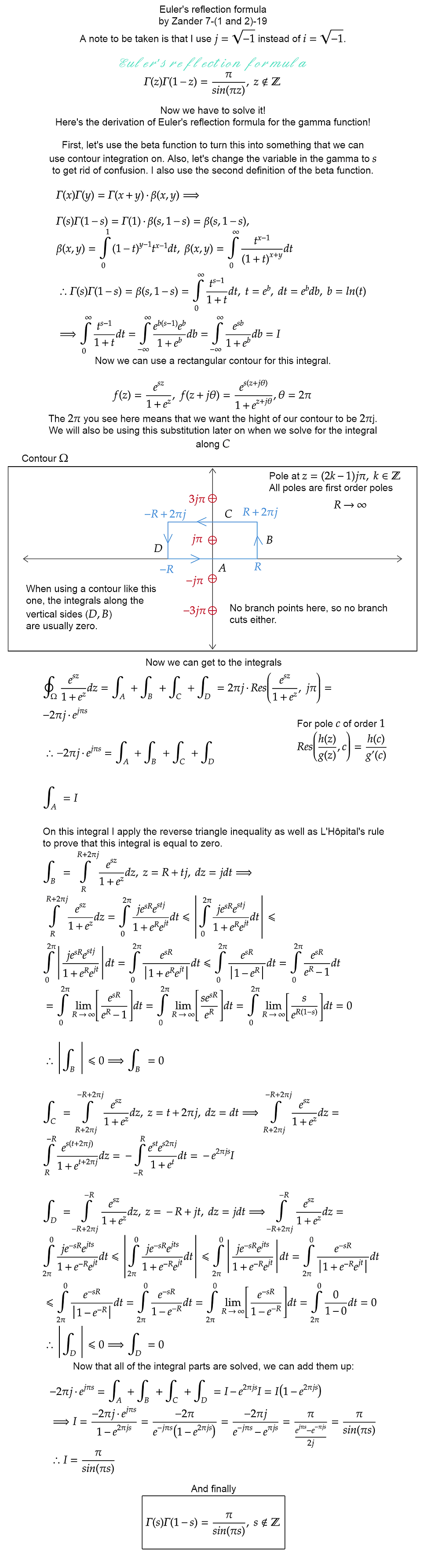 Euler's reflection formula take #2 | Highvoltagemath