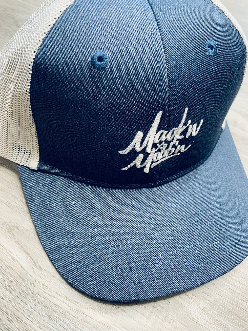 Mack'n & Mobb'n Navy Blue & White Trucker Snapback | Mack'n & Mobb'n