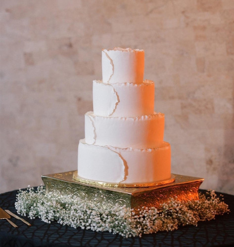 Square Gold Cake Plateau | Reliable Rental FC