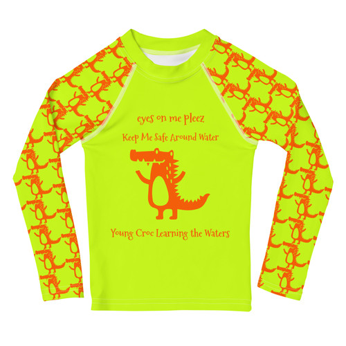 Neon Yellow Croc Kids' Multi Rash Guard | Eyes on Me Pleez