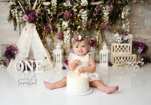 Emmy Purple Floral (With props printed on backdrop) | Picture Perfect