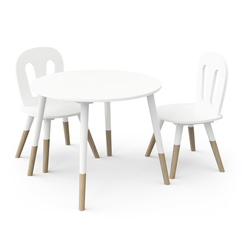Kindertisch Tisch & 2 Stühle Kinderset Sitzhocker Holz weiß ...