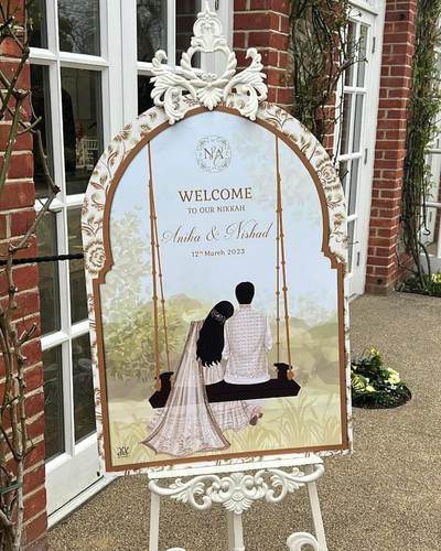Bespoke Nikkah Board | Swing Welcome Sign | A & K Art and Kraft