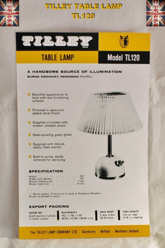 TILLEY LAMP TL120 SPECS AND SPARE PARTS L8 | tilleylampsandstoves