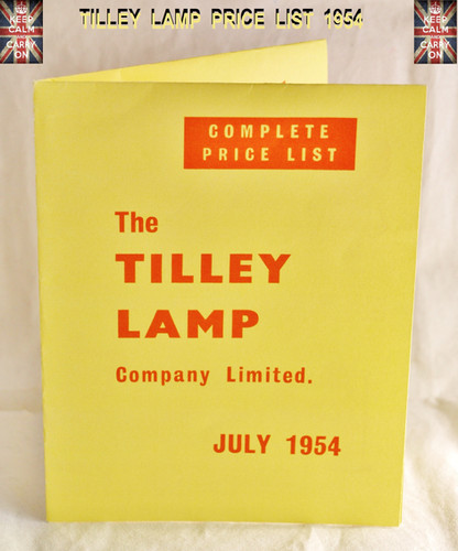 TILLEY LAMP COMPLETE PRICE LIST 1954 L1 | tilleylampsandstoves