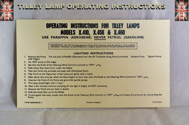 TILLEY LAMP LEAFLETS | tilleylampsandstoves