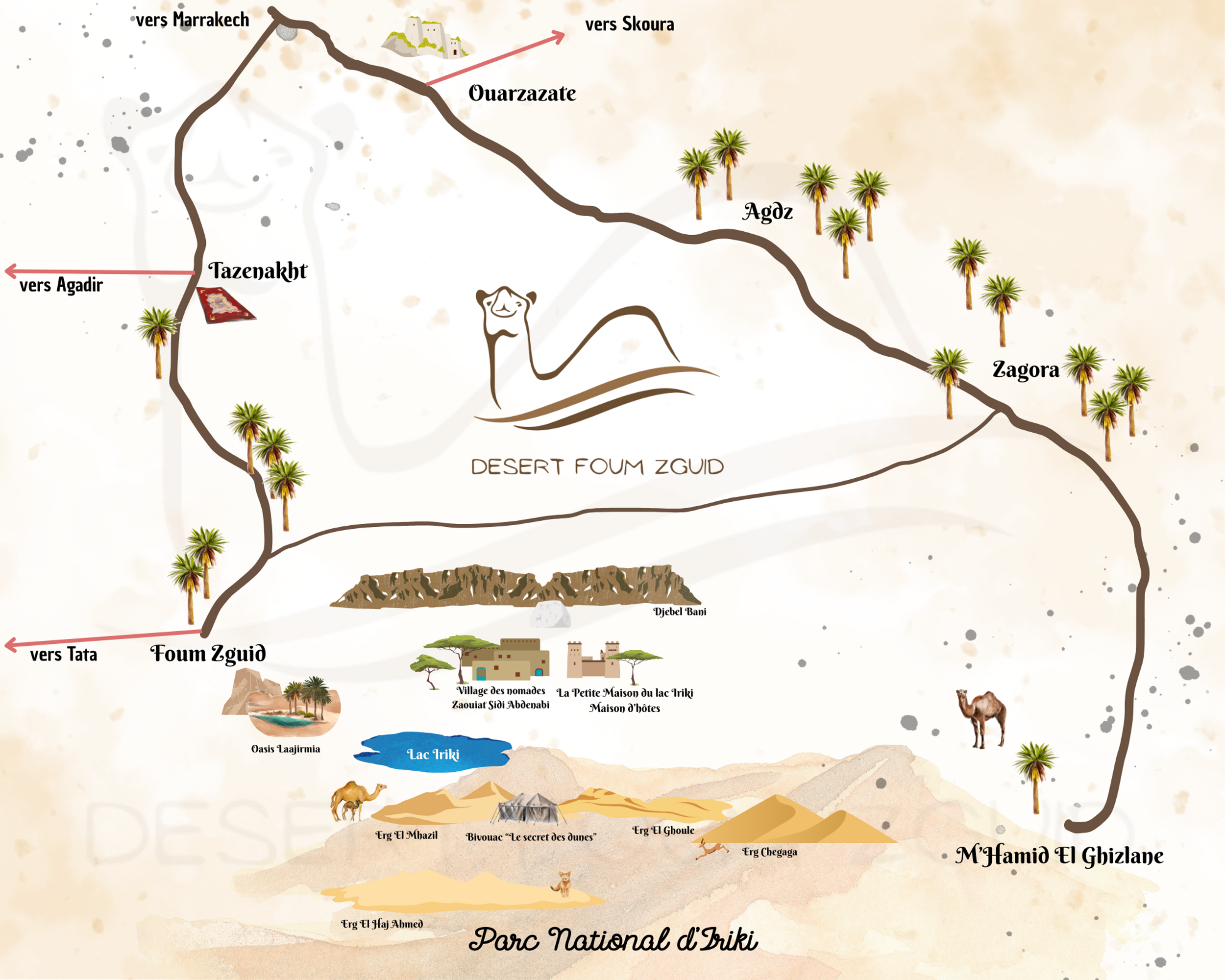 Carte du sud maroc et désert | Desert Foum Zguid