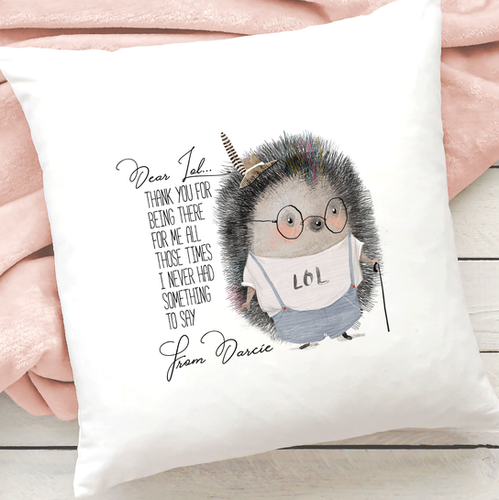 Personalised Girl LOL Hedgehog Cushion | The Whistling Wren