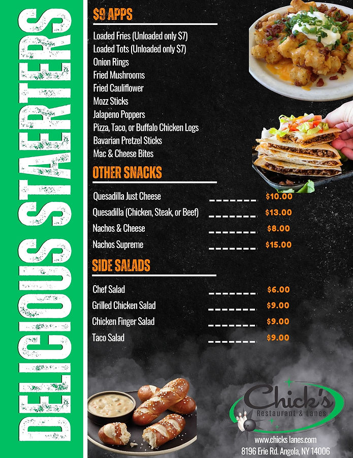 MENU | Chicks Bowling