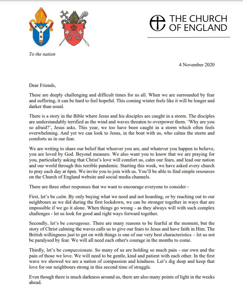 Letter from the Archbishops