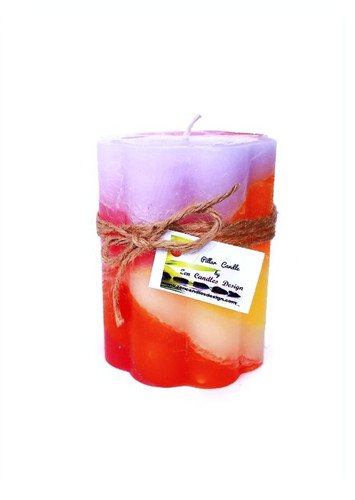 Multi-colored Pillar Candle, Layered Scented Candle, Apple Mango Tango ...