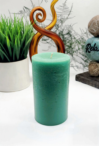 Light Green Candle, Rustic Pillar Candle, in Clean Linen Fragrance ...