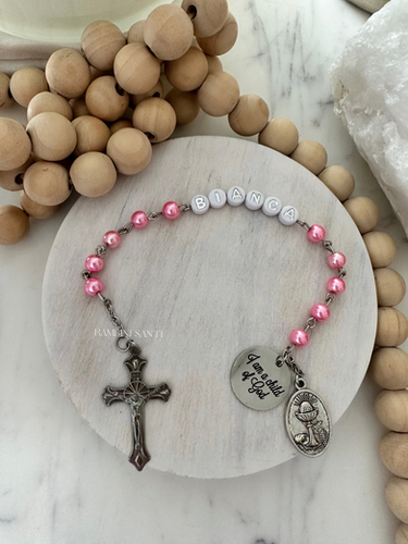Personalized hand held communion rosary | Bambini Santi