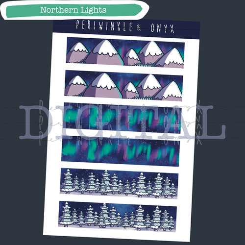 Northern Lights Header Stickers DIGITAL DOWNLOAD | Periwinkle & Onyx
