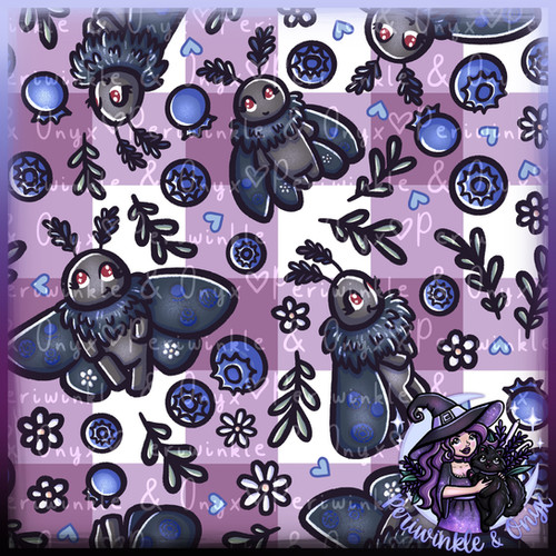 Blueberry Mothman Plaid Seamless Pattern | Periwinkle & Onyx
