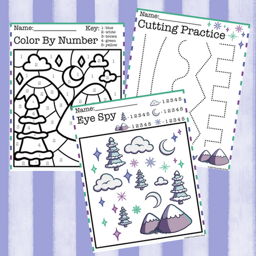 Northern Lights Preschool Worksheet Set | Periwinkle & Onyx