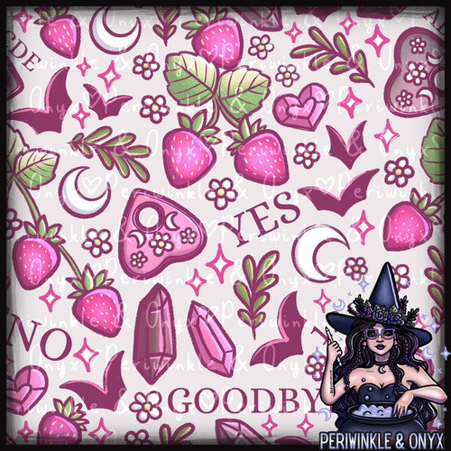 Ouija Strawberries Muted Seamless Pattern | Periwinkle & Onyx